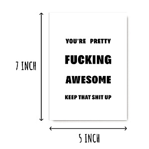 HBDESIGNS SHOP You're Pretty Fucking Awesome - Keep That Shit Up - Funny Thank You Card - Encourage Card - Greeting Card - Positive Card - Grateful Card For Him And Her