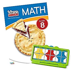 hand2mind VersaTiles Math Practice Take Along Set for Eighth Grade, Self-Checking Workbook, Homeschooling Games, Case Included, Homeschool Curriculum, 8th Grade Math Workbook, Homeshool Supplies