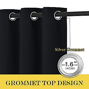 NICETOWN Blackout Sliding Glass Door Curtain for Living Room Extra Wide, Grommet Thermal Insulated Light Blocking Curtain Drape for Patio/French Door, W100 x L84, 1 Panel, Black
