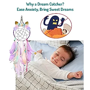 Unicorn Dream Catcher for Girls with Glowing Stars, Dream Catcher Wall Decor, Girls Bedroom Decor, Unicorns Gifts for Girls, Kids Set