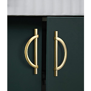 DAPANIY Brushed Gold Cabinet Pulls Drawer Pulls, Half Moon Shape Pulls Gold Drawer Dresser Kitchen Handles Antique Cupboard Door Handles, 4Packs ‎3.75inch