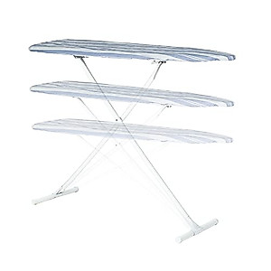 Ironing Board Full Size; Made in USA by Seymour Home Products (Blue Stripe) Bundle Includes Cover + Pad | Iron Board w/Steel T-Legs Adjustable Tabletop up to 36" High; Perforated Top for Steam Flow