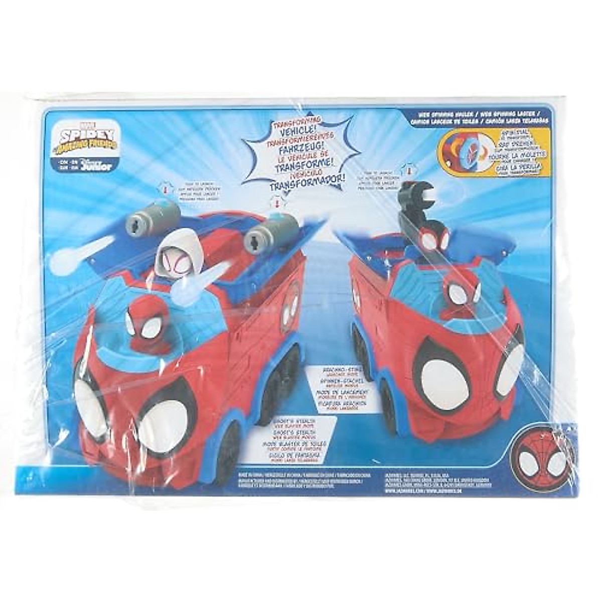 Marvel Spidey and His Amazing Friends Web Spinning Hauler - 8-Inch 3-in-1 Transforming Vehicle - Toys Featuring Your Friendly Neighborhood Spideys
