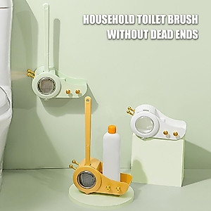 Long Handle Toilet Brush,Wall-Mounted Deep Cleaning Brush with Snail Shape Holder,Household Cleaner Bathroom Accessories Wall Mounted Toilet Brush for Bathroom Accessory Toilet Cleaning Brush