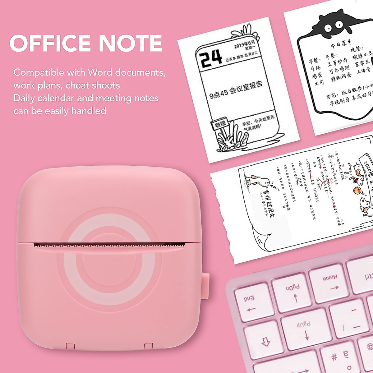 Lybunair Mini Bluetooth Thermal Printer Portable Handheld 200DPI USB Charging Smart Sticker Printer Pink
