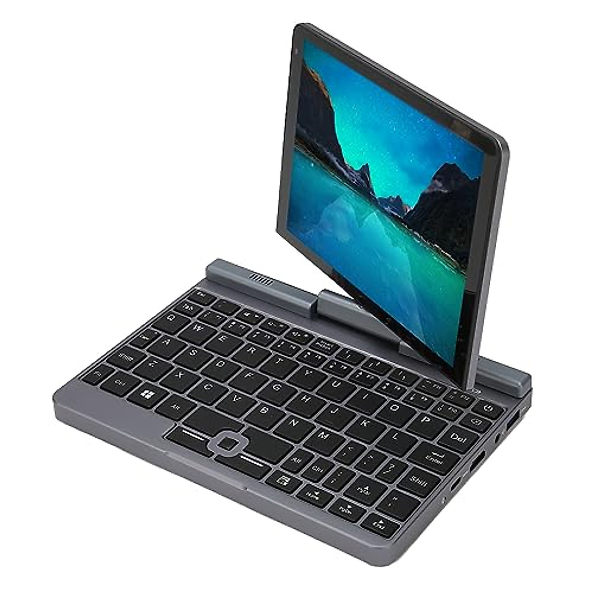 Jopwkuin Foldable Mini Laptop, 8 Inch Laptop PC Full Featured 180 Degree Flip LPDDR5 12GB RAM Touch Screen 100‑240V with Stylus for Drawing (12GB+128GB US Plug)