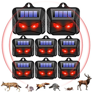 Solar Animal Repeller,8 Packs Upgraded Coyote Deterrent with Flashing Lights Deer Repellent Devices Predator Eyes for Raccoon Fox Skunk Predator Lights for Chicken Coop Yard Farm Predator Protection
