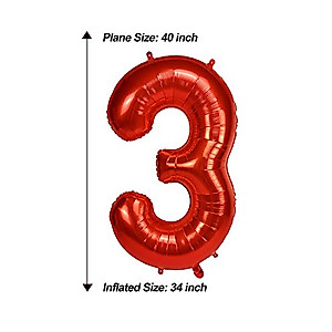 AULE 40 Inch Big Red Foil 30 Number Balloons for Women Large 30th Happy Birthday Decorations Giant Huge Helium Mylar 30rh Anniversary Party Decor