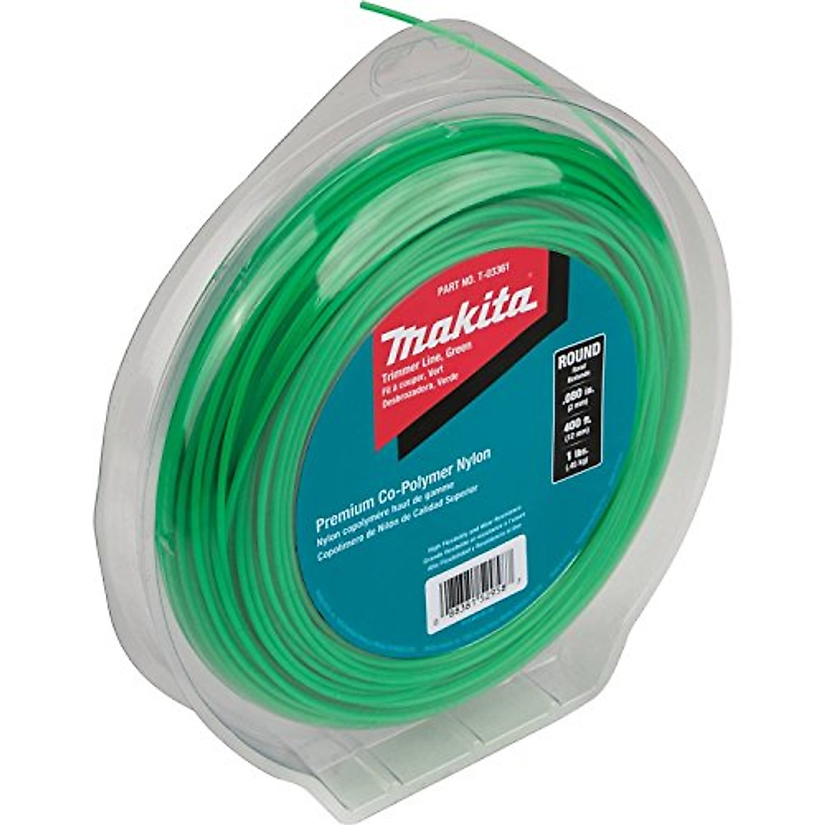 Makita T-03361 Round Trimmer Line, 0.080”, Green, 400’, 1 lbs.