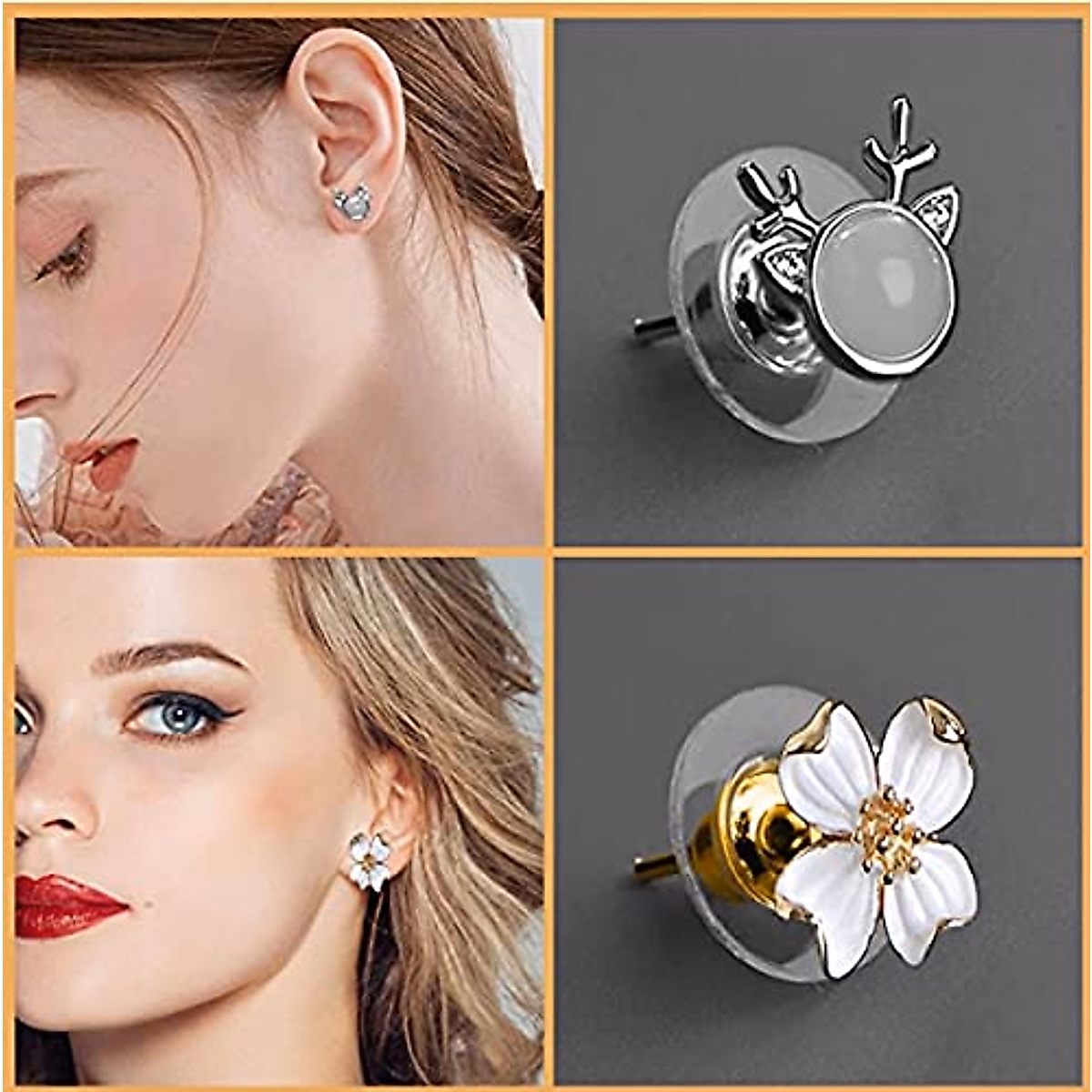 Earring Backs,Back Earrings Fishhook Earring Backs for Droopy Ears Earring Backs Replacements Bullet Clutch Back Earrings Replacement Earring Backs for Heavy Earring (Silver and Gold)
