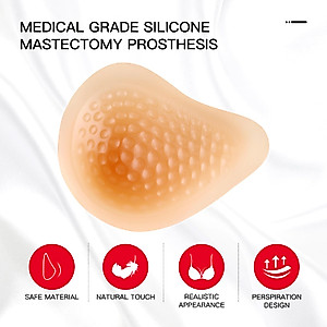 Polreta One Piece Silicone Breast Forms Mastectomy Prosthesis Bra Enhancer Inserts Concave Bra Pads