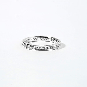 IGI Certified 14k White Gold 1/2CT TDW All-Around Diamond Stackable Eternity Wedding Band by Diamond Hub Love Gift for Women(H-I,I2)