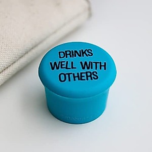 CapaBunga Silicone Wine Stoppers for Wine Bottles - 4 Pack Funny Wine Stoppers - Airtight Wine Bottle Stoppers Wine Saver Wine Bottle Caps - Wine Accessories for Wine Lovers - Sip, Whine, Save, Drinks