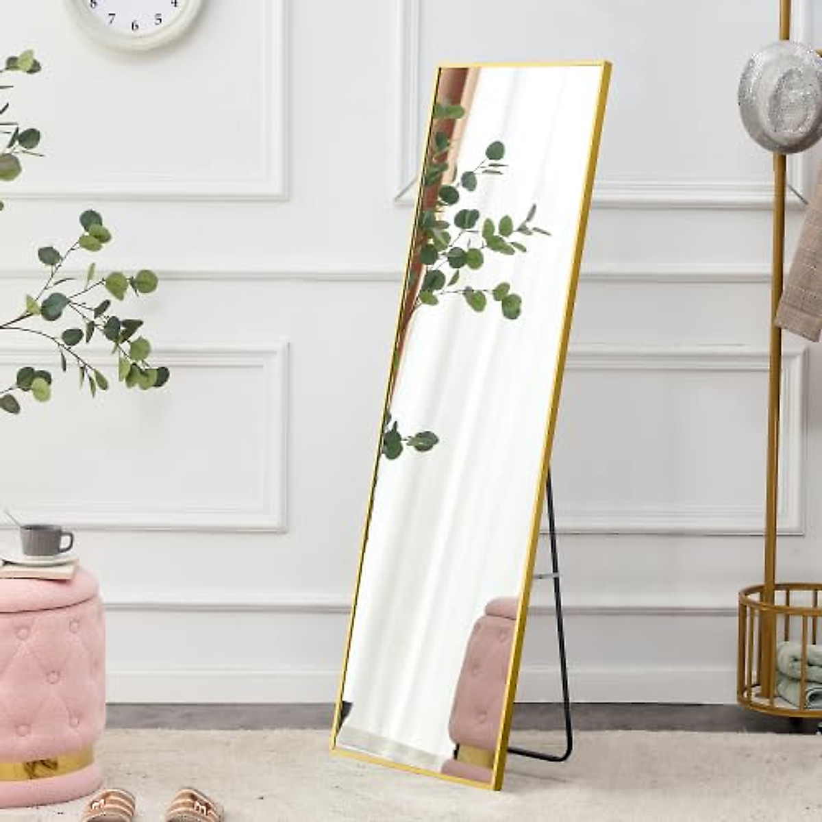 Wekity Aluminum Alloy Metal Frame Wall Mounted Full Body Mirror, Bathroom Makeup Mirror, Bedroom Entrance, Decorative Mirror (63"* 20")