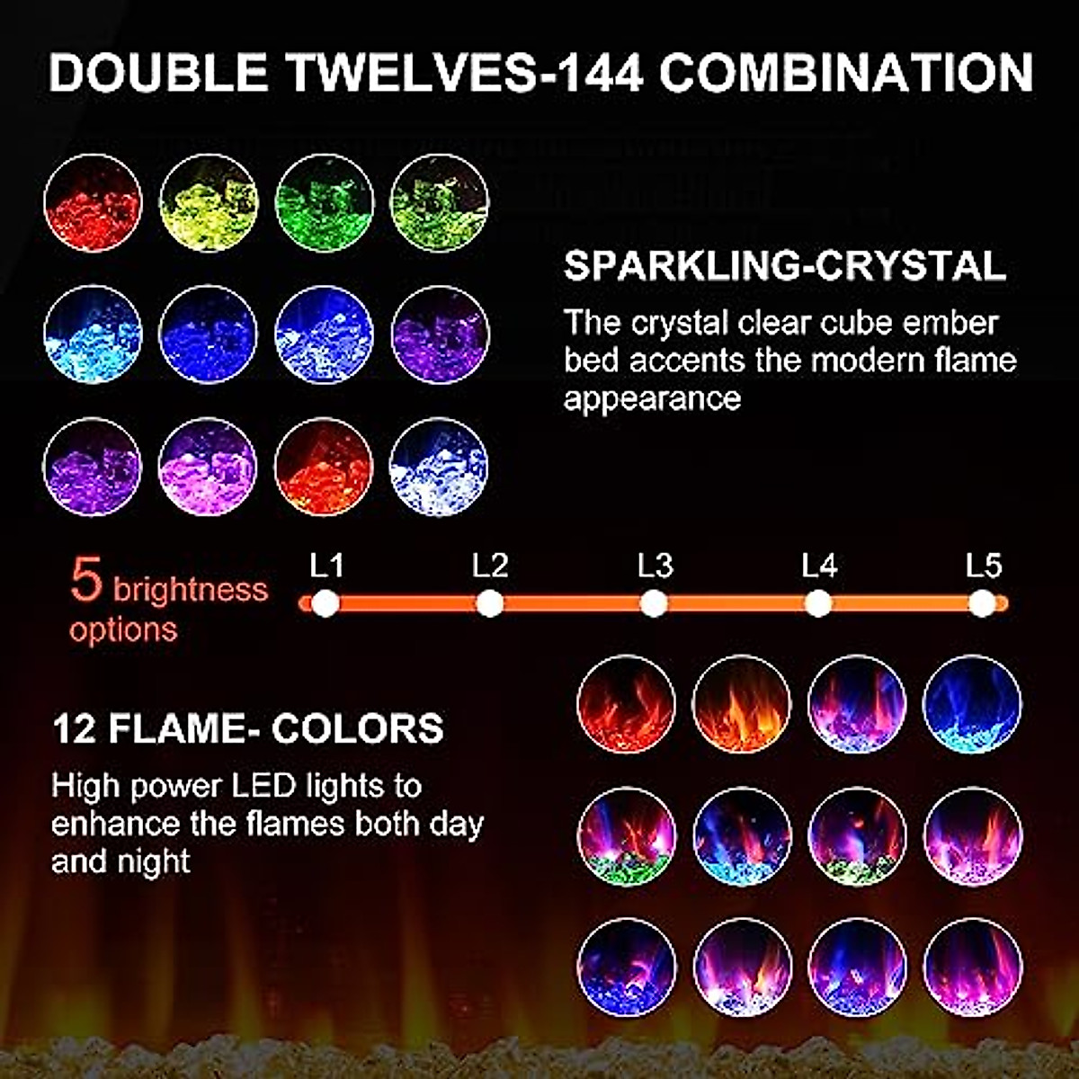 BREEZEHEAT 60inch Electric Fireplace Recessed Wall Mounted-Ultra Thin Fireplace Heater for Living Room/Bedroom with 2 Heat Vents, Remote Control, Touch Screen, Adjustable Flame, 8H Timer, 750w/1500w