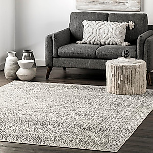 nuLOOM 6' x 9' SpinClean Machine Washable Stain-Resistant Area Rug with Non Slip Backing, Low Profile for Living Room, Bedroom, and Dining Room, Hart Grey