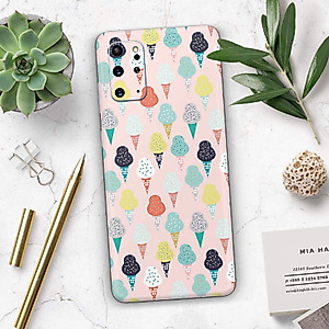 DesignSkinz The All Over Pink Ice Cream Cone Pattern Protective Vinyl Decal Wrap Skin Cover Compatible with The Samsung Galaxy S20 (Screen Trim & Back Glass Skin)