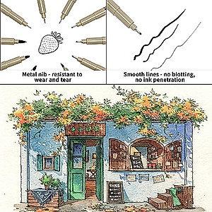 Toptime Micron Fineliner Pens, 12 Pack Micro Pen Set Black, Technical Drawing Pens for Artist No Bleed Calligraphy Pens, Archival Ink Brush Pen Art Pens for Journaling, Illustration, Sketching, Anime