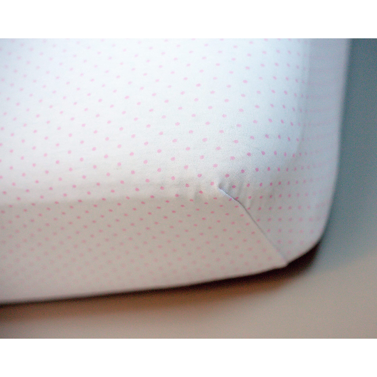 SheetWorld Fitted 100% Cotton Jersey Oval Sheet, Fits Stokke Mini 23 x 29, Pink Pindot, Made in USA