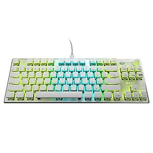ROCCAT Vulcan TKL Pro PC USB-C Gaming Keyboard, Linear Optical Titan Switch, AIMO RGB Lighting, Tenkeyless Mechanical Feel Speed Keystroke, Low Profile Ergonomic Design for Wrist Rest Support, White