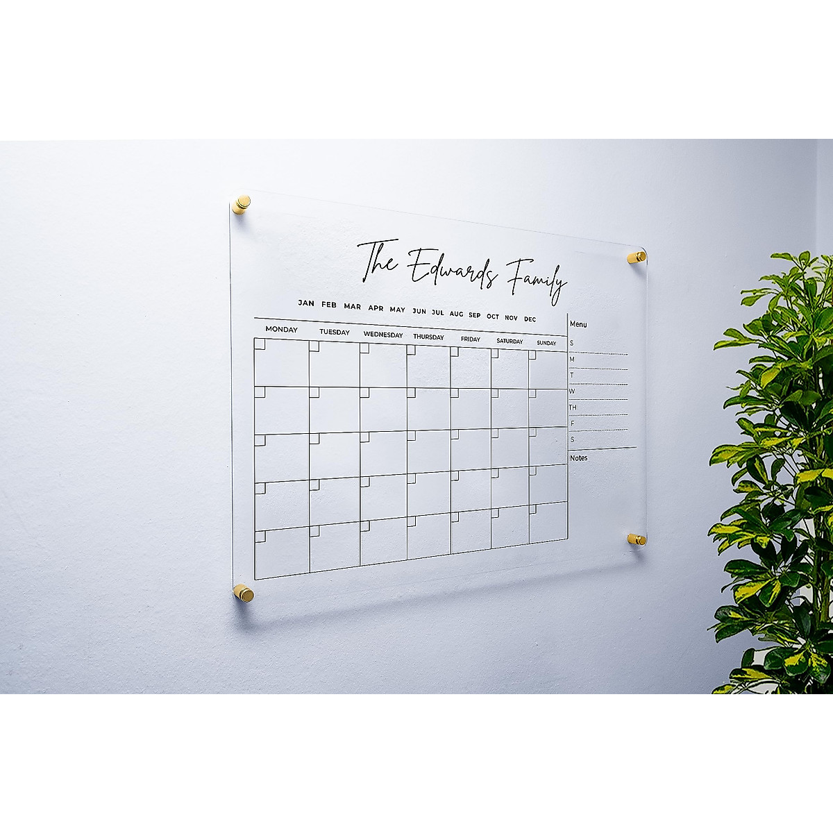 PERSONALIZED Premium Family Name Acrylic Calendar for Wall - Customized Acrylic Wall Calendar - Dry Erase Board Monthly Family Planner - Design by Yourself - Custom Acrylic Wall Calendar