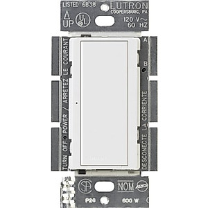 Lutron Maestro Digital Switch, 8A Single Pole/Multi Location, MA-S8AM-WH, White