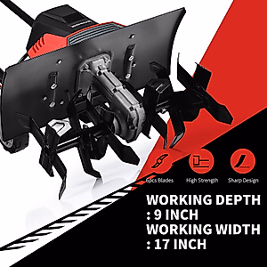 Goplus 17-Inch 13.5 Amp Corded Electric Tiller and Cultivator, Powerful Tillers w/ 9-Inch Tilling Depth, 6 Tines, Rototillers Tool for Garden Lawn Soil Digging (17-Inch)