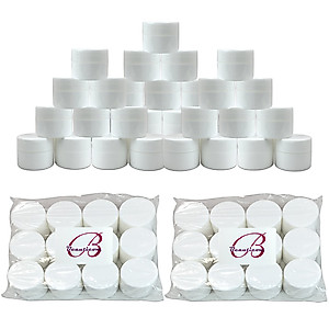 Beauticom 36 Pieces 7G/7ML (0.25oz) WHITE Sturdy Thick Double Wall Plastic Container Jar with Foam Lined Lid for Herbs, Spices, Loose Leaf Teas, Coffee and Other Foods - BPA Free