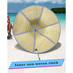 Foldable Straw Hat for Farmer Men Women Adult Fishing Sun Fan Cap Summer Cool Floppy Wide Brim Beach Hat Light Brown