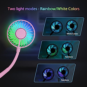 SkyGenius Rechargeable Hand Free Portable Neck Fan, Battery Operated Mini Personal Necklace Fan(Pink)