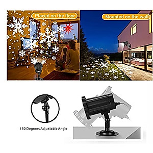 Christmas Outdoor Projector Lights,Yohencin Led White Snowflake Projector Light Waterproof Light Show Decoration Xmas Holiday Wedding Garden Patio Blizzard Projector Lamp (Snowflake)