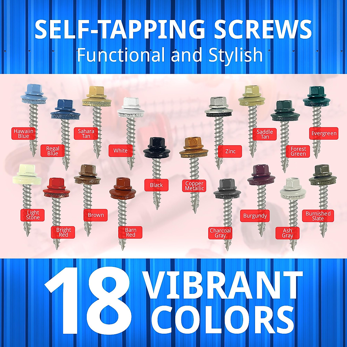 EAGLE 1 Metal Roofing Screws #10 - Painted Hex Head Self-Tapping Screws with EDPM Rubber Washer for Metal to Wood, Vinyl, Small Sheet Metal - Free Magnetic Driver (Zinc, 2 Inch, 500)