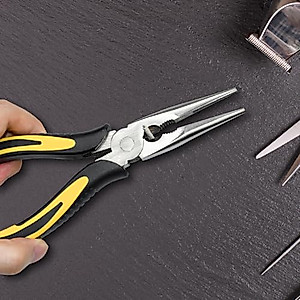 ZUZUAN Premium VISE-GRIP Long Needle Nose Pliers- 8” & 6’’, Paper Clamp Precision, High Carbon Steel, Soft Grip with Wire Cutter, Long Nose Cutting Pliers for Home, Fishing, Jewelry, Crafts,2pcs