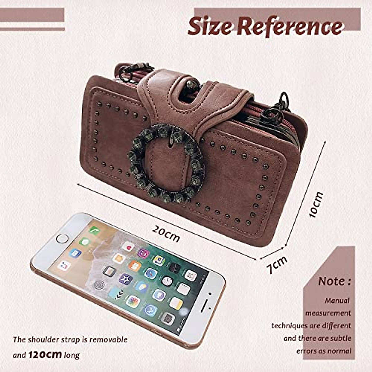 Emprier Square Small Satchel Clutch Purse for Women Cell Phone crossbody Bag Rivet Evening Handbag