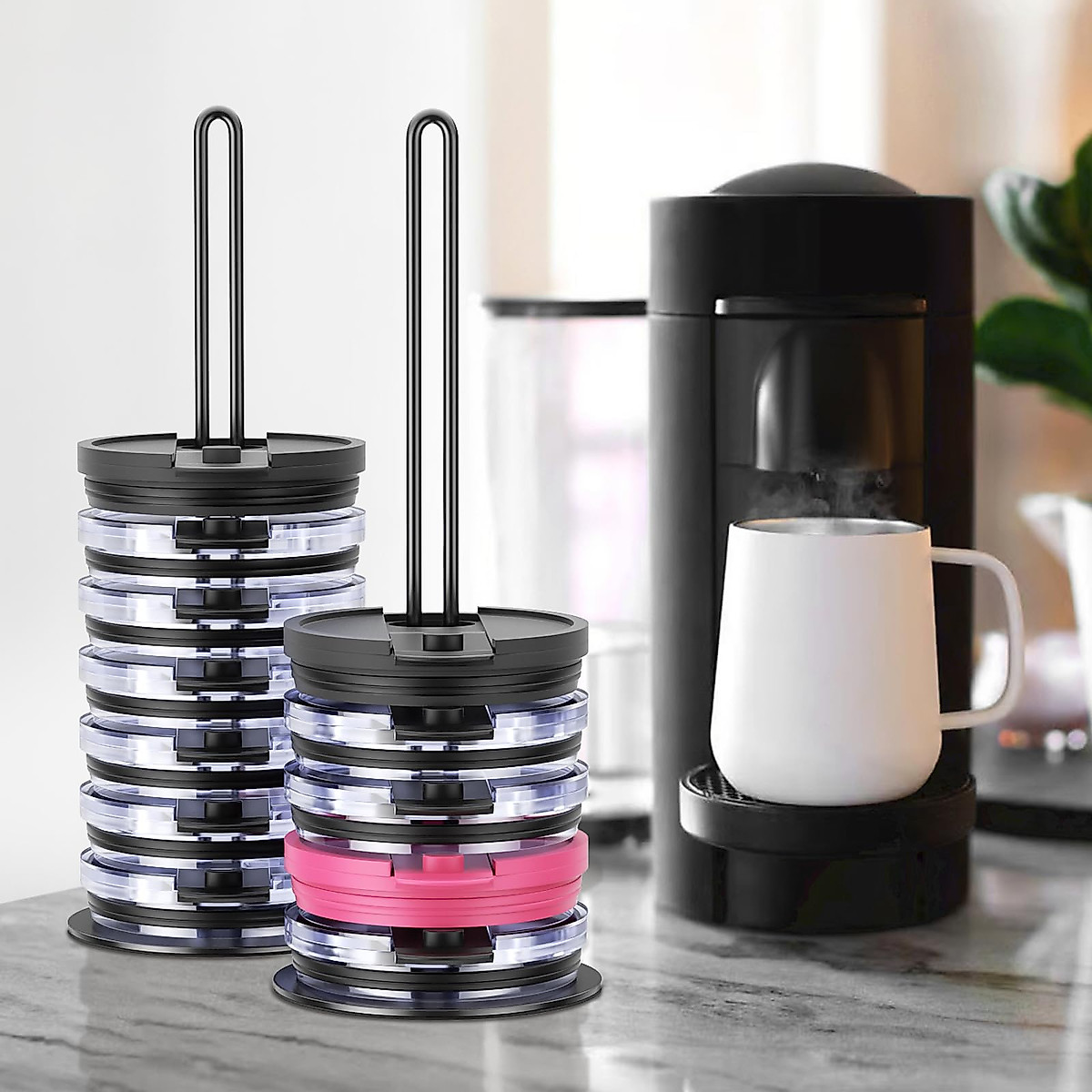 songsoso 2 Pack Tumbler Lid Organizer: Cup Lid Organizer - Each Vertical Storage Up to 11 Lids for Yeti/Stanley/Simple Modern Cup Lids.