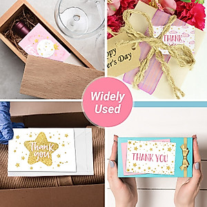 24 Pieces Stars Thank You Cards with Envelopes and Stickers for Baby Shower Party Supplies, Gold Foil Thanks Stickers Starry Delight Thanks Notes Stars Moon Gratitude Cards for Party Favors (Pink)