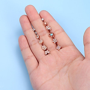 Ubjuliwa 12Pcs 20G Stainless Steel Nose Rings Stud for Women Screw L Shaped Nose Studs Cubic Zirconia Moon Star Snowflake Flower Butterfly Nose Piercing Stud