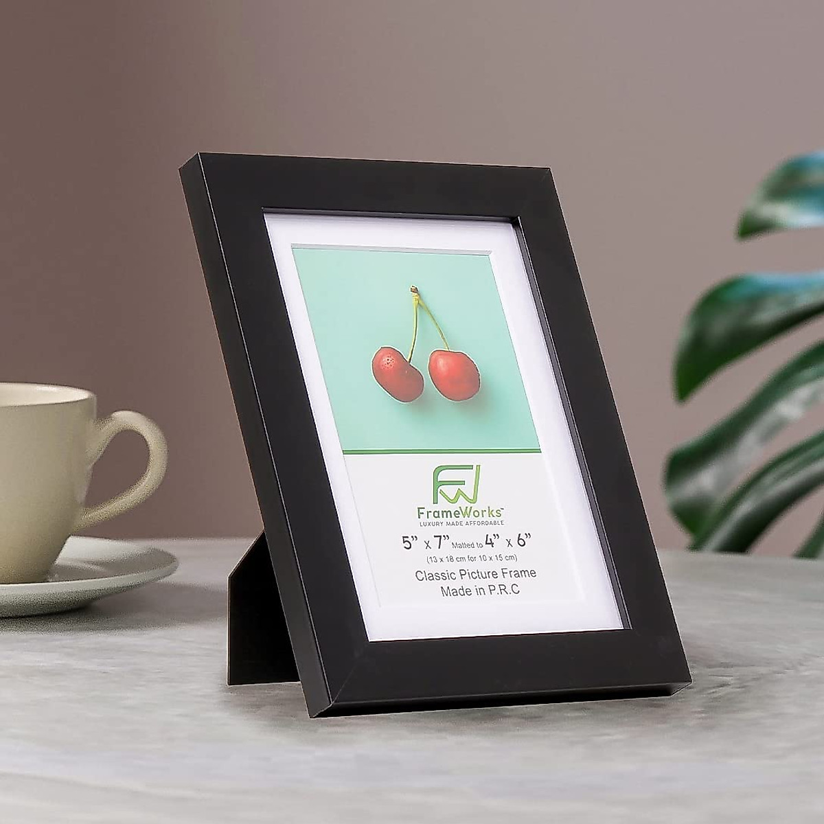 The Display Guys - Square Profile Wooden Picture Frame with Tempered Glass - 5" x 7" matted to 4" x 6" – 6 Pack – Black