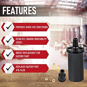 Replacement Inboard Ignition Coil - Compatible with MerCruiser Thunderbolt IV and V Ignition Systems with HEI - Replaces 18-5438, 392-805570A2, 392-7803A4, 392-805570A1, 72115, 40511