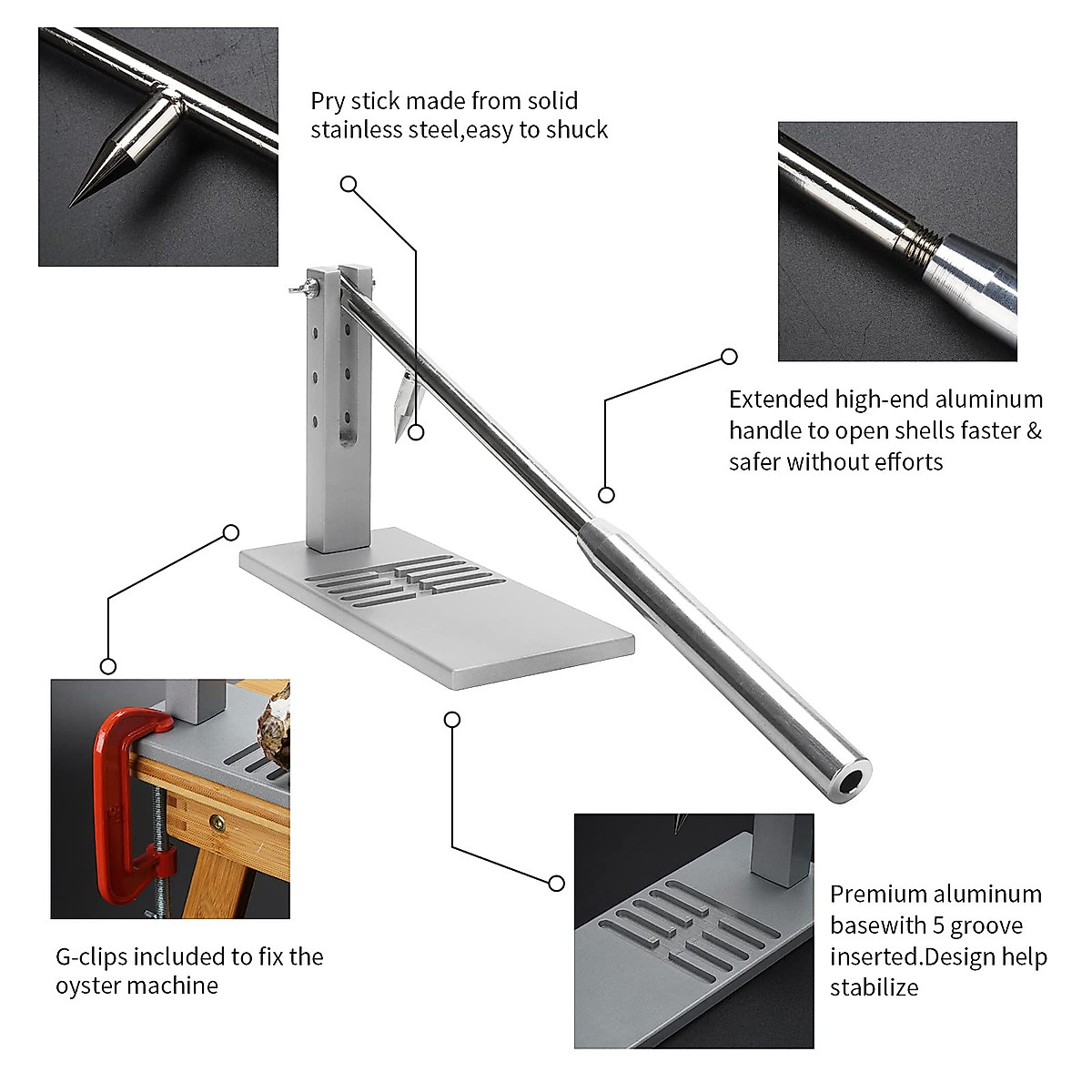 JSDINCN Oyster Shucker Machine, Oyster Shucking Tool, Oyster Shucking Machine, Oyster Opener with Oyster Knife, Oyster Shucking Knife Kit, Clam Knife Shucker