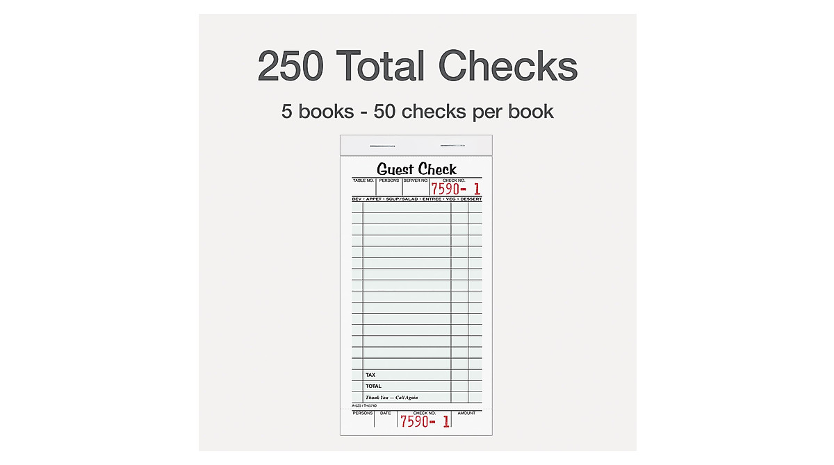 Adams Single Part Perforated Guest Check Pads, 5 Pads