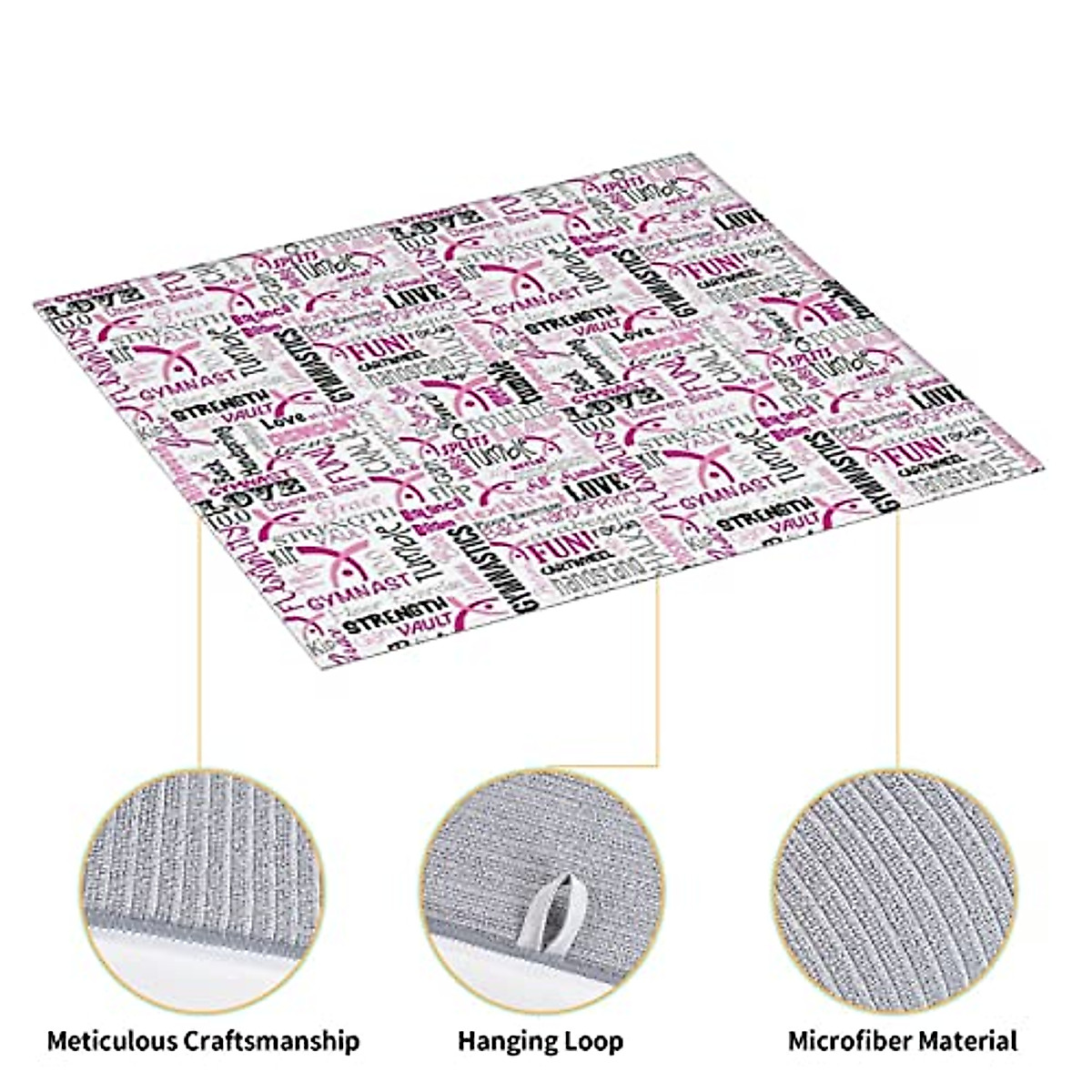 Gymnastics Pink Printed Drying Mat For Kitchen Ultra Absorbent Microfiber Dishes Drainer Mats Non-Slip Silicone Quick Dry Pad - 18 X 16inch