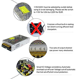 ALITOVE 5V 20A 100W AC to DC Power Supply Transformer Adapter Converter LED Driver for WS2812B WS2811 WS2813 WS2801 APA102 LED Strip Pixel Light CCTV Camera Security System, AC 110V/220V Input