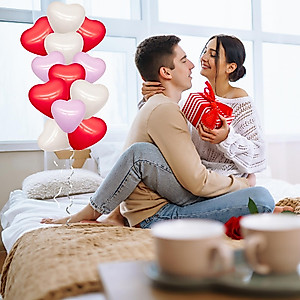 60-Piece 12-Inch Red, White, Pink Heart-Shaped Latex Balloons Set - Romantic Love Heart Balloons Decorations for Valentine's Day, Anniversary, Wedding, Bridal Shower, Propose, Birthday Party Favor