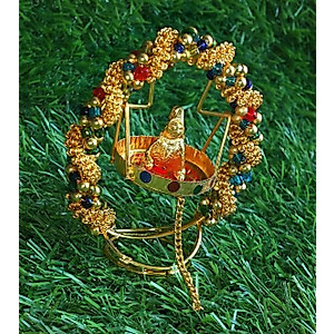 Bricker Metal Decorative Small Jhula with Mini Laddu Gopal Showpiece for Temple, Home-Office Decor & Car Dashboard (Small_3 inch)