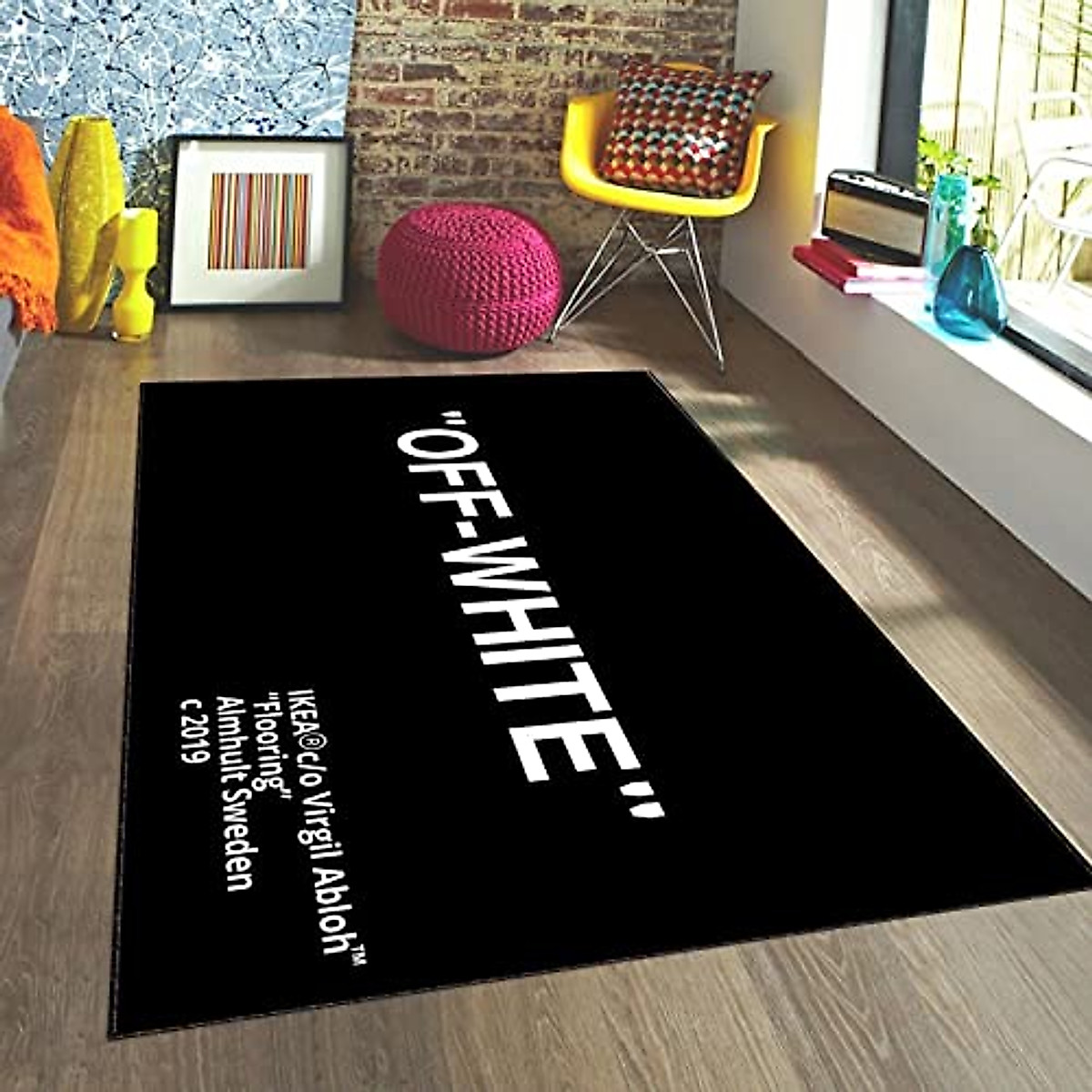 Keep Off, Popular Rug, Home Decor Rug, Themed Rug, Office Carpeting, Black and White Rug e721 (3.2x4.6 feet - 100x140 cm)