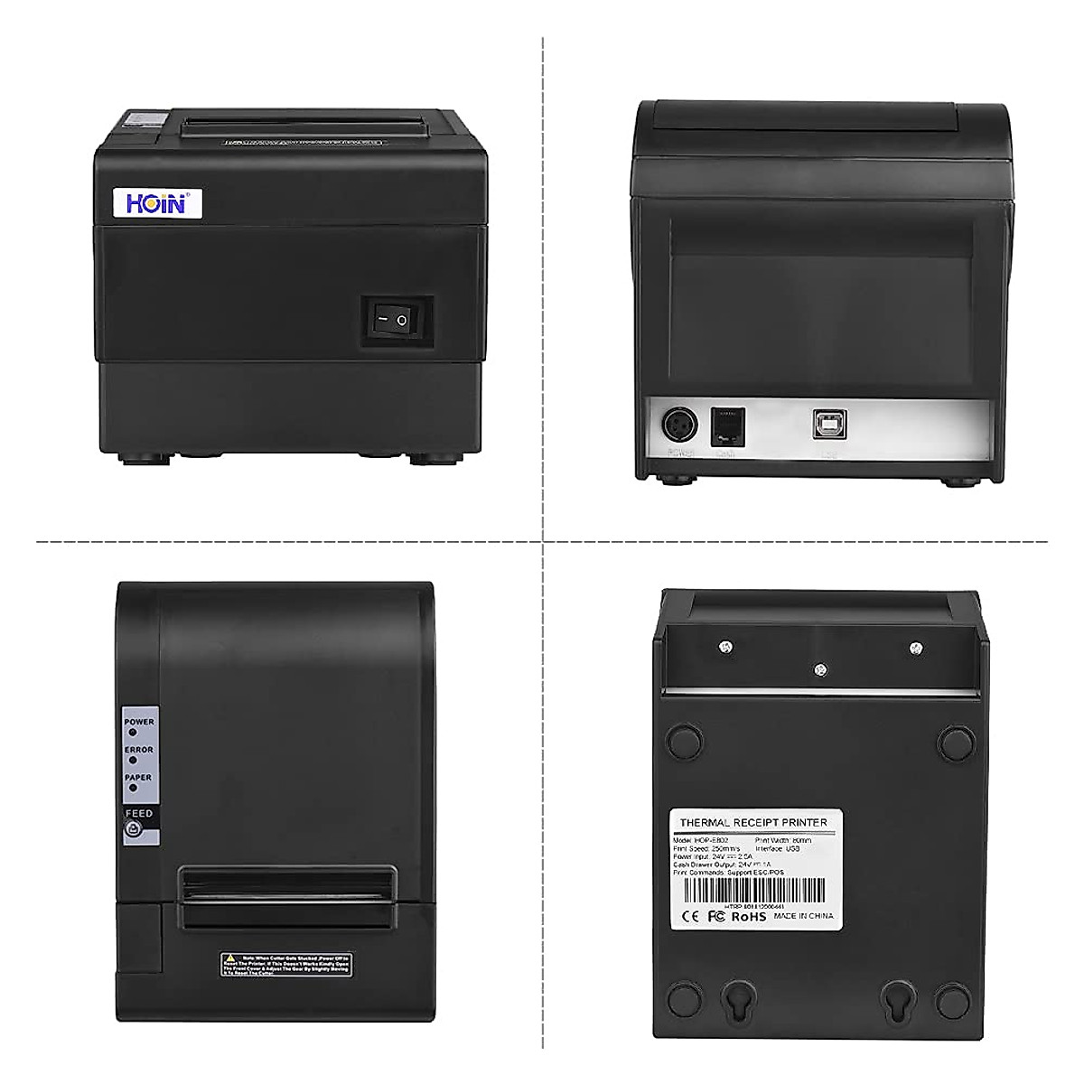 Jabey Thermal Printer,80mm USB Thermal Receipt POS Printer Auto Cutter High Speed Printer Clear Printing Compatible with ESC/POS Print Commands for Supermarket Store Home Business