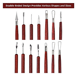 Blisstime 18PCS Clay Sculpting Tools, Basic Clay Pottery Carving Tool Kit with Wooden Handles and Tool Bag