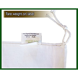Reusable Produce Bags Cotton Washable - Organic Cotton Vegetable Bags - Cloth Bag with Drawstring - Muslin Cotton Fabric Produce Bags - Bread Bag - Set of 6 (2 Large, 2 Medium, 2 Small)