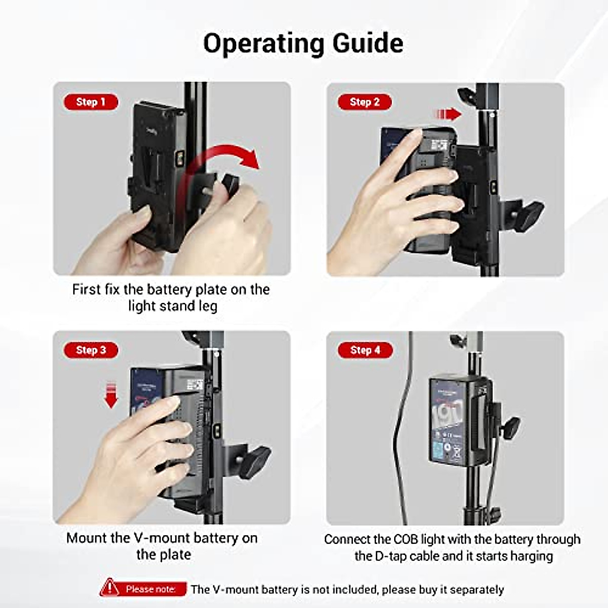 SmallRig V-Mount Battery Plate, Battery Charging Module RA V1 for SmallRig COB Video Light - 3676